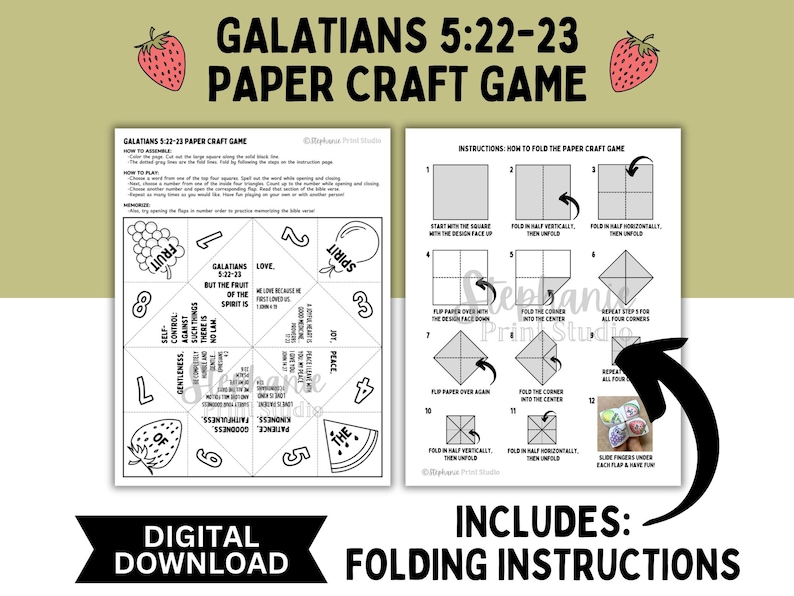 Fruit of the Spirit Color-your-own Cootie Catcher, Paper Craft Game ...