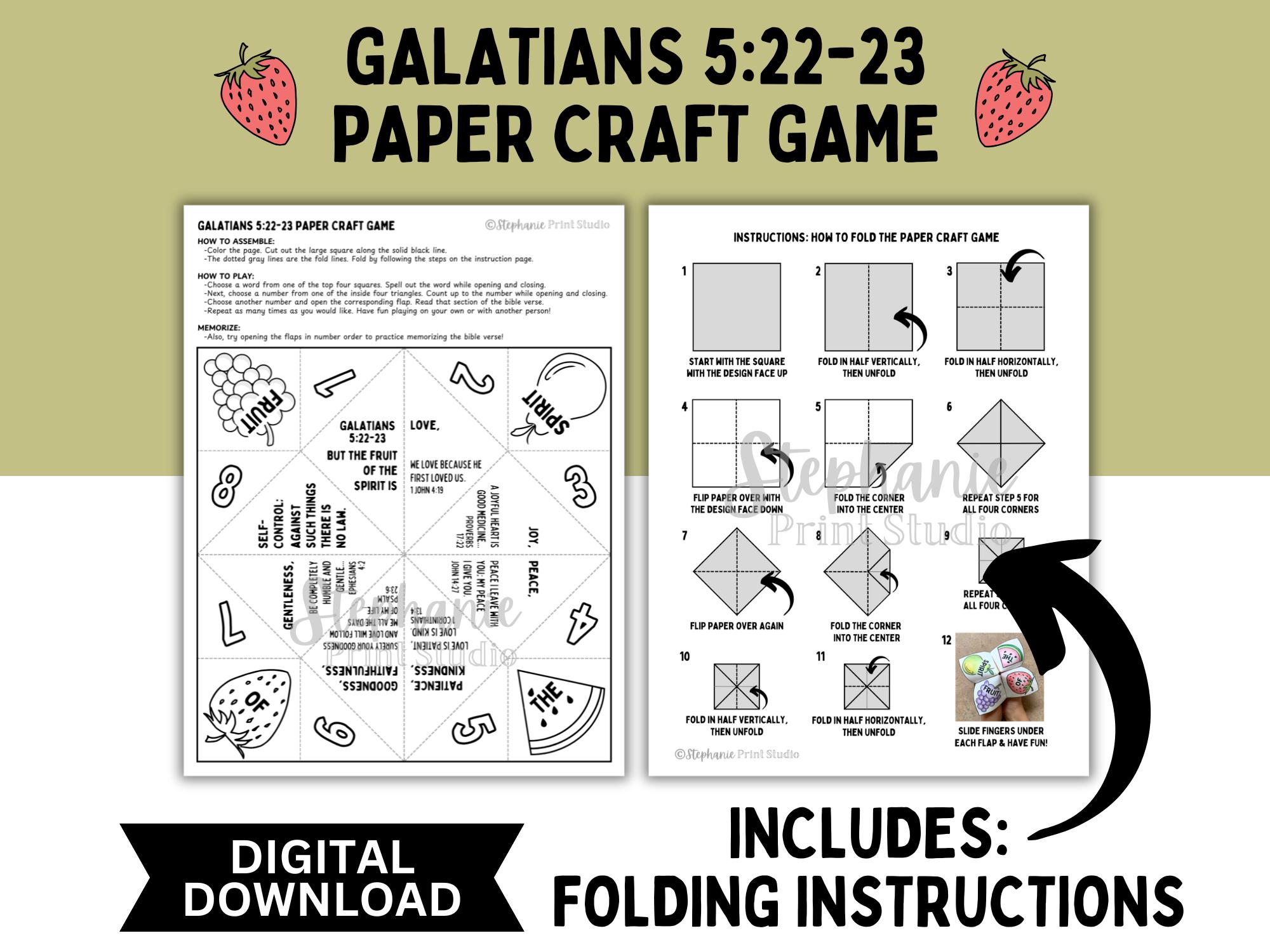 Fruit of the Spirit Color-your-own Cootie Catcher, Paper Craft Game ...