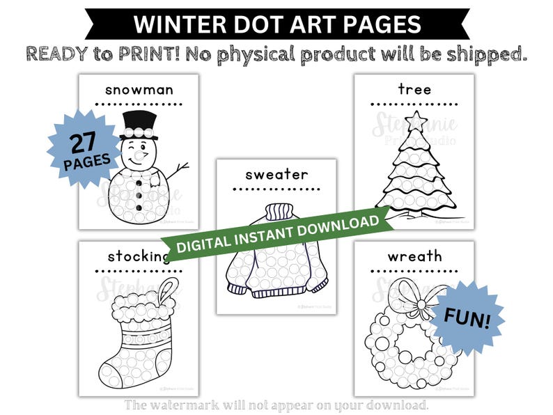 27 Winter & Christmas Theme Dot Marker Pages Printable | DIGITAL ...