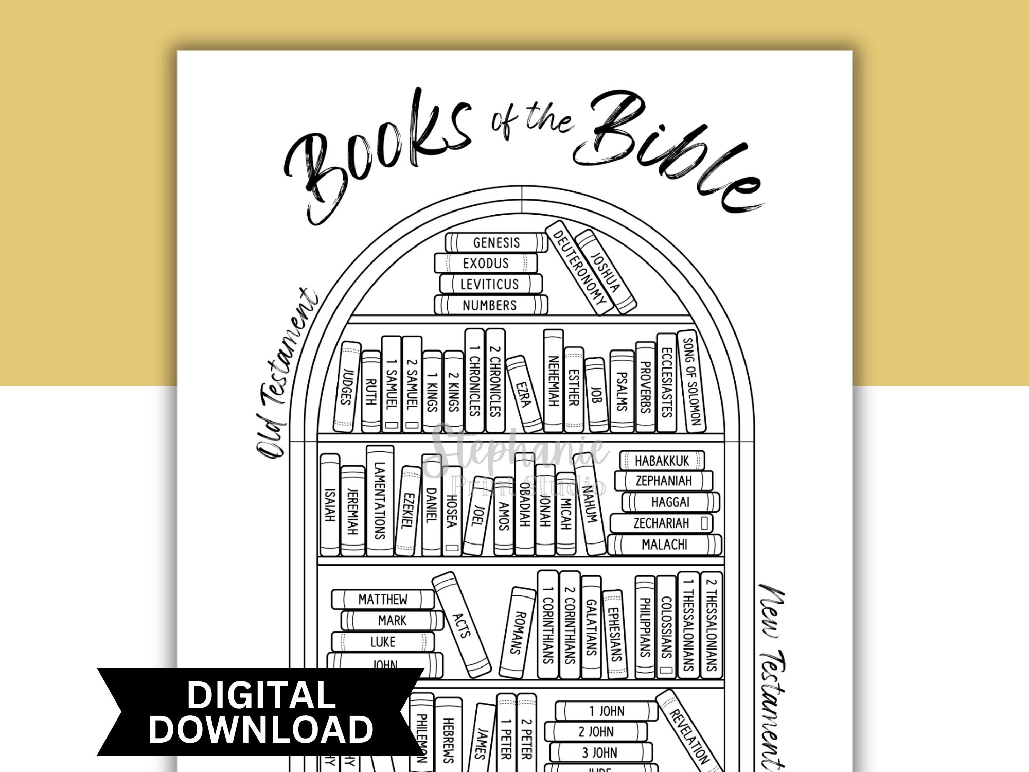 Books of the Bible Reading Tracker Printable | Bible Bookshelf Coloring ...