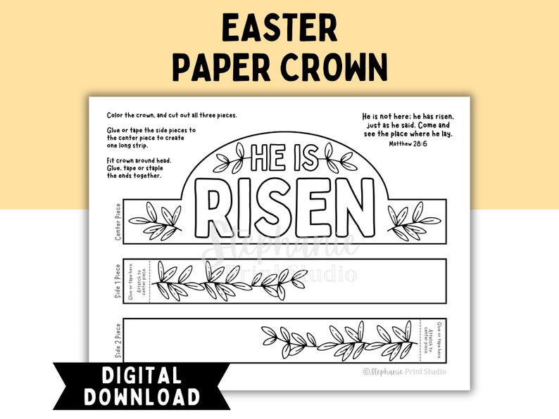 He is Risen Color-your-own Paper Crown Printable | Easter Craft ...