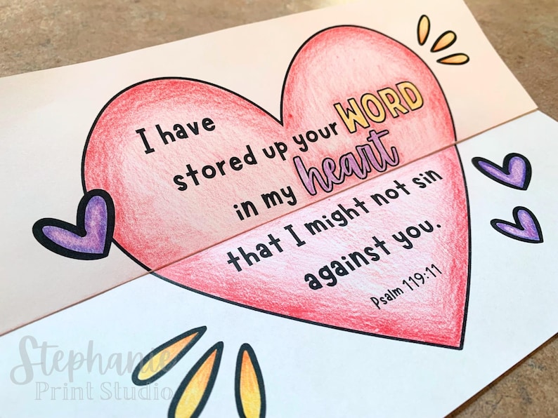 Psalm 119:11 Folding Surprise Printable, Stored up Your Word in My ...
