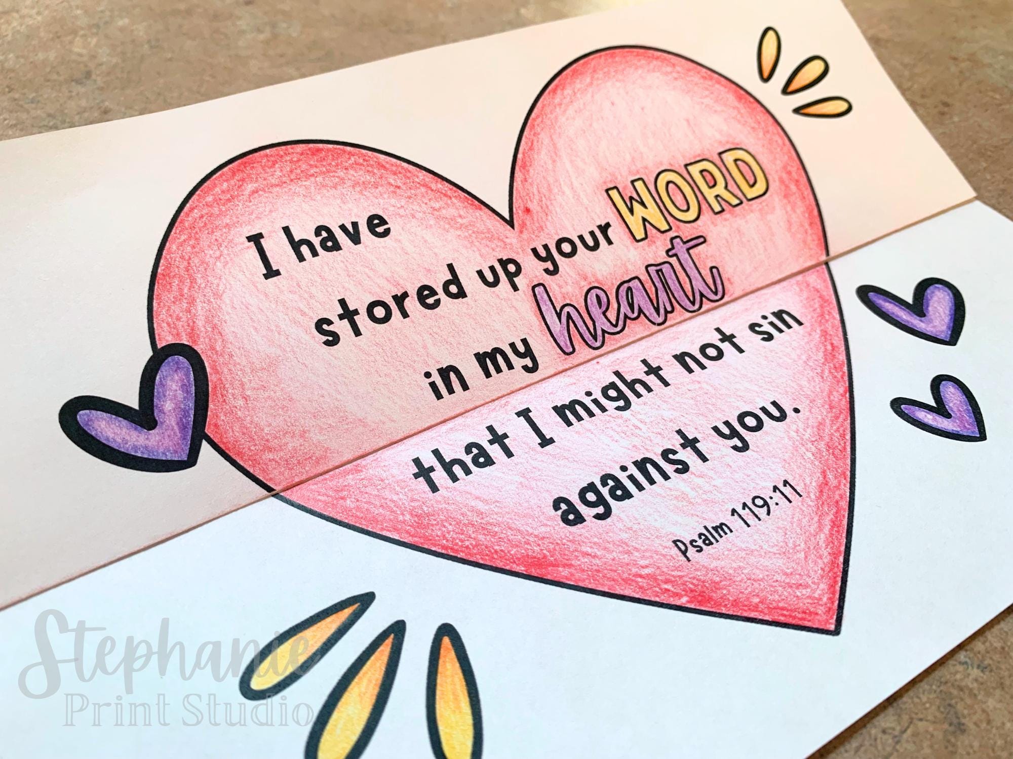 Psalm 119:11 Folding Surprise Printable, Stored up Your Word in My ...