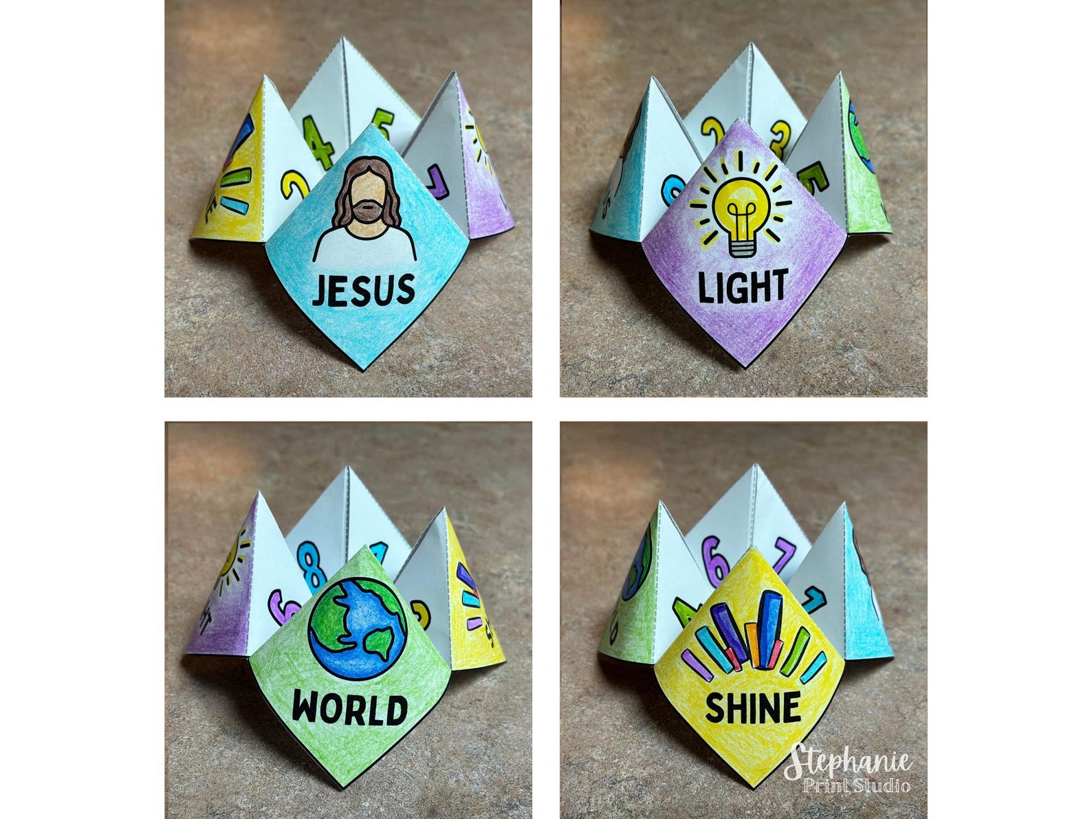 Light of the World Color-your-own Cootie Catcher | John 8:12 Bible ...