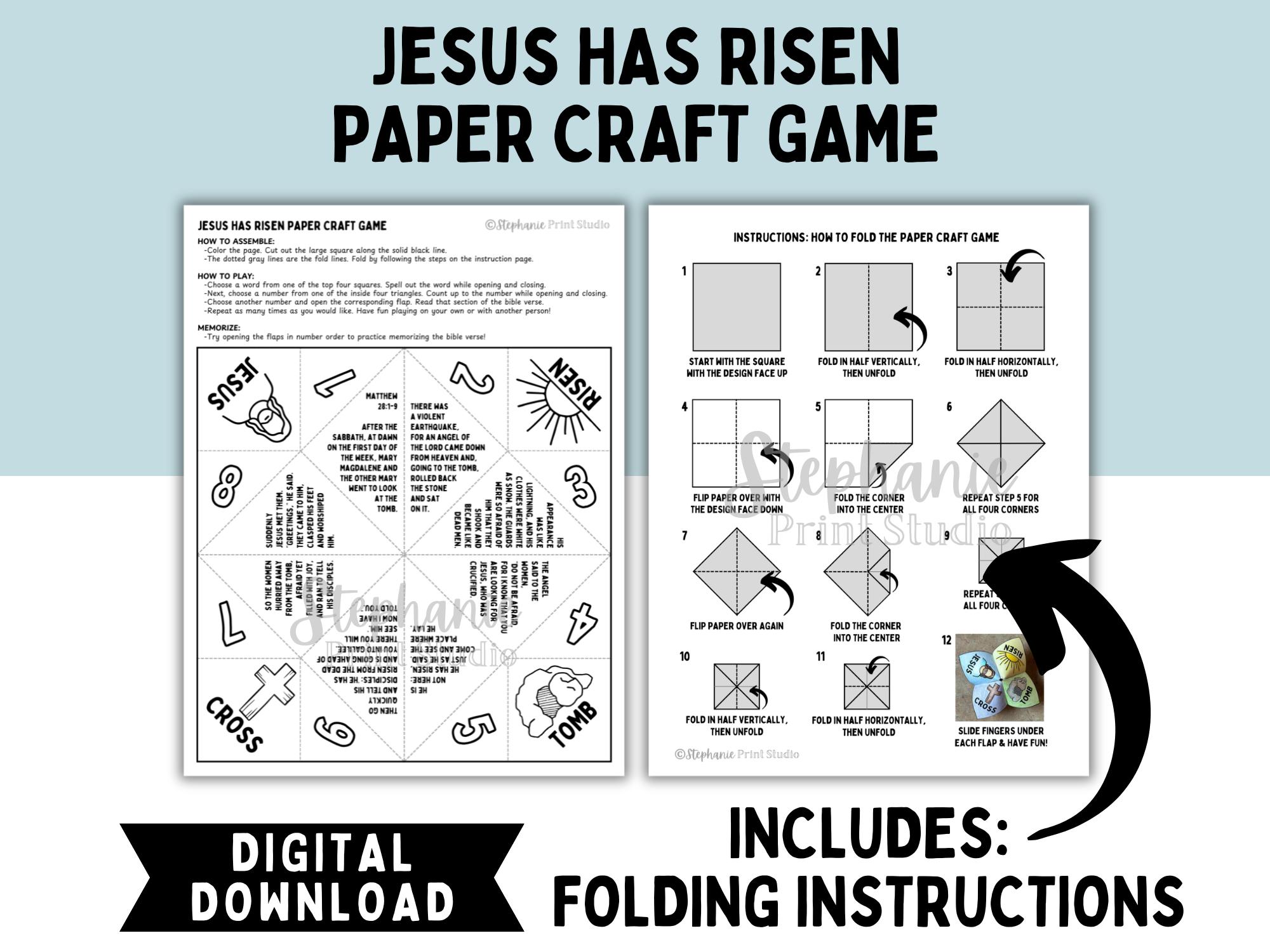 Jesus Has Risen Color-your-own Cootie Catcher | Matthew 28:1-9 Bible ...
