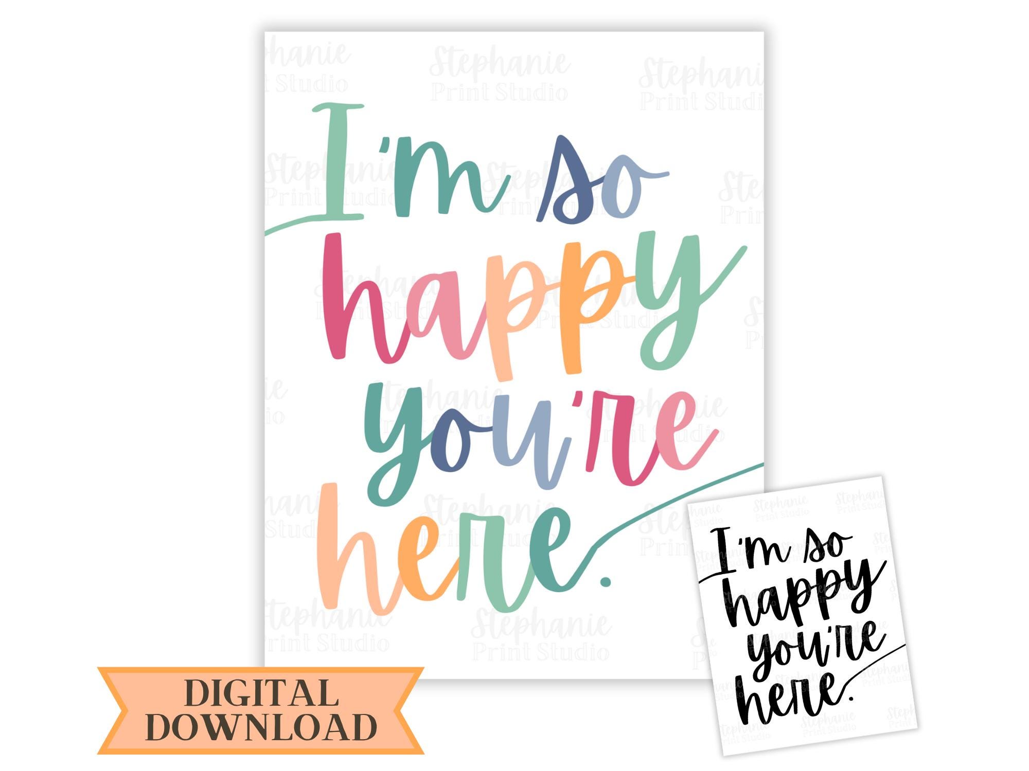 I'm so Happy You're Here Printable | Welcome Sign | Wall Decor for Home ...