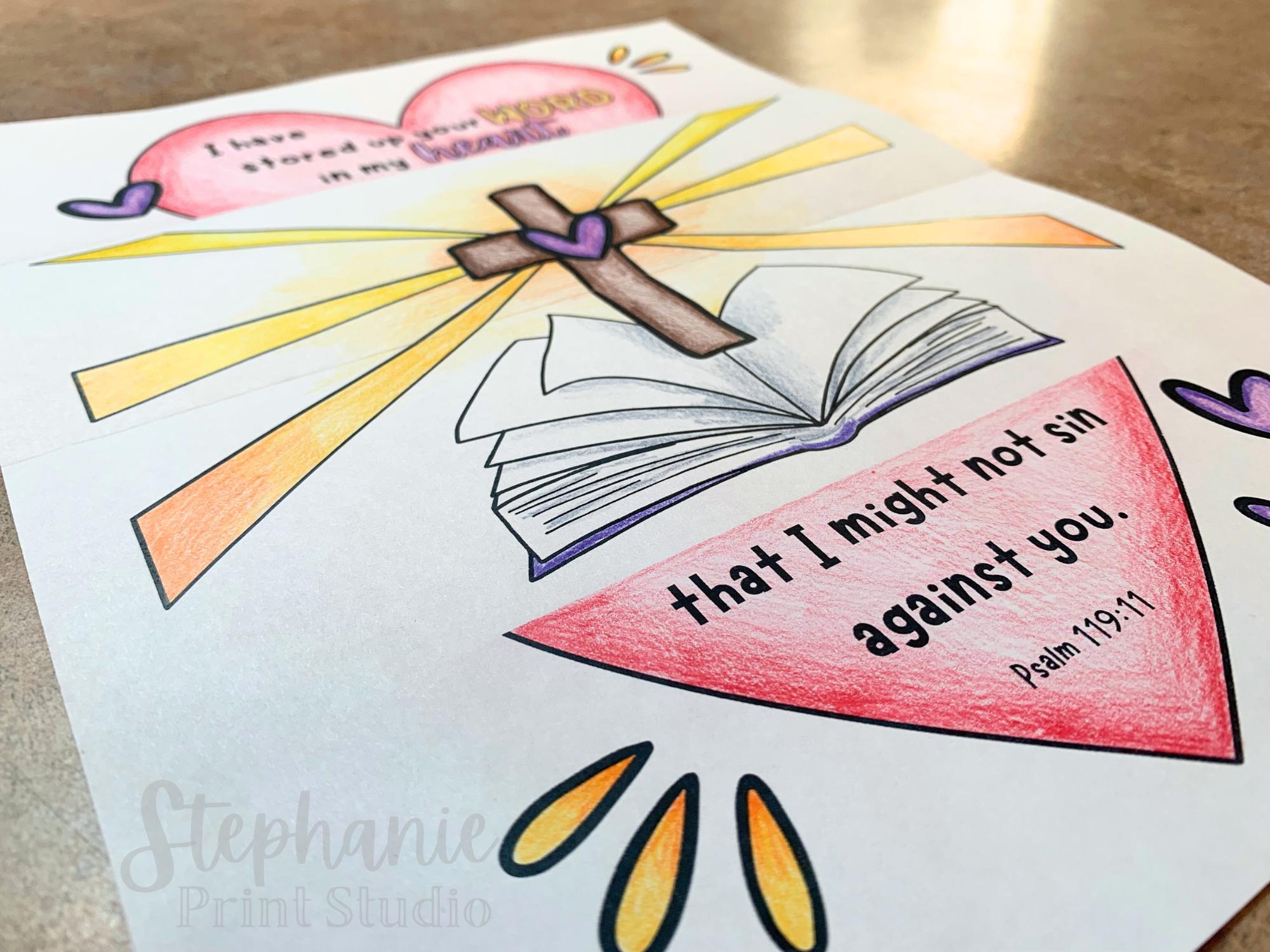 Psalm 119:11 Folding Surprise Printable, Stored up Your Word in My ...