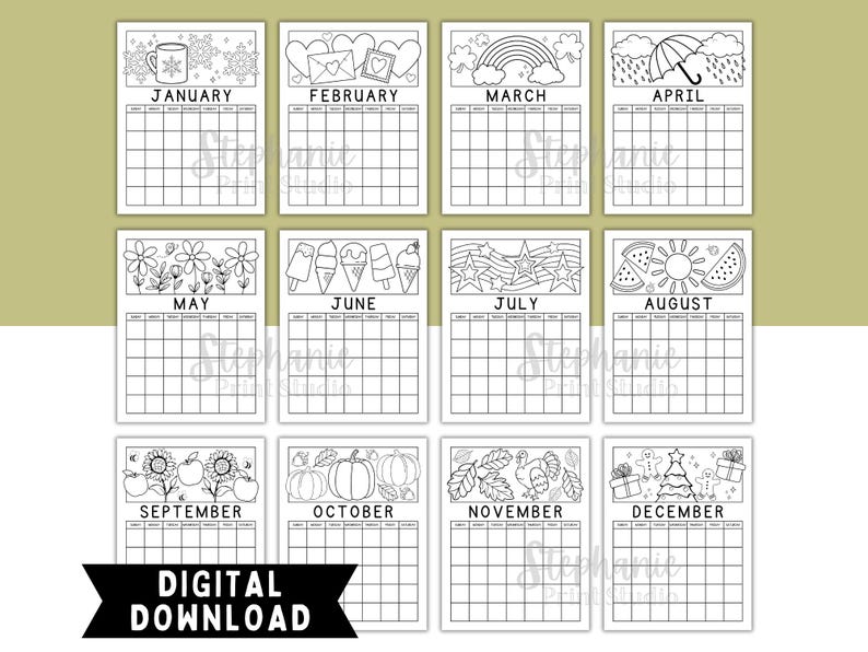Monthly Calendar Printable Set | Includes: Blank Reusable Templates ...