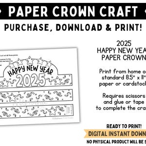 2025 Happy New Year Paper Crown Craft Printable | DIGITAL INSTANT ...