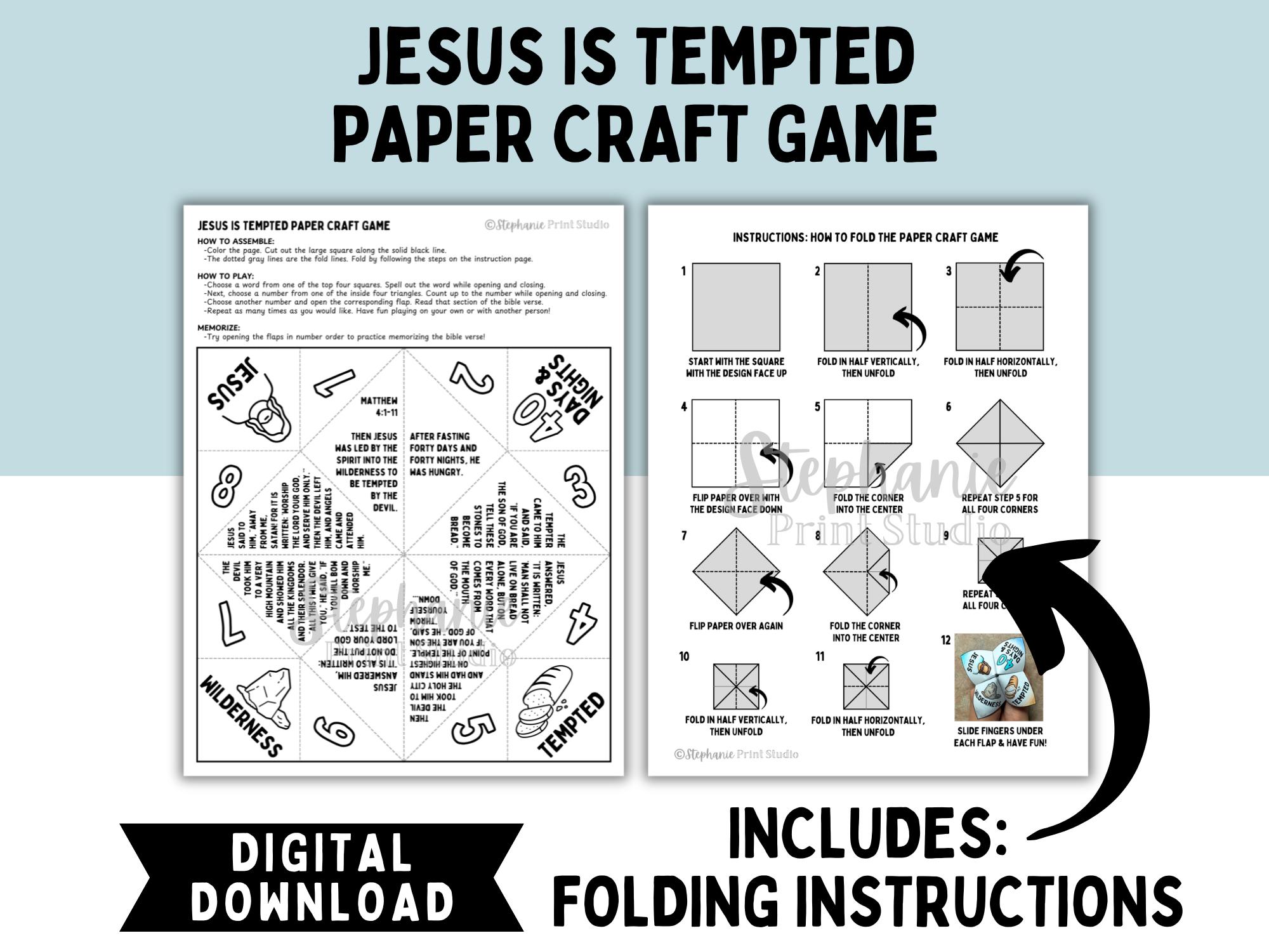 Jesus is Tempted Color-your-own Cootie Catcher | Matthew 4:1-11 Bible ...