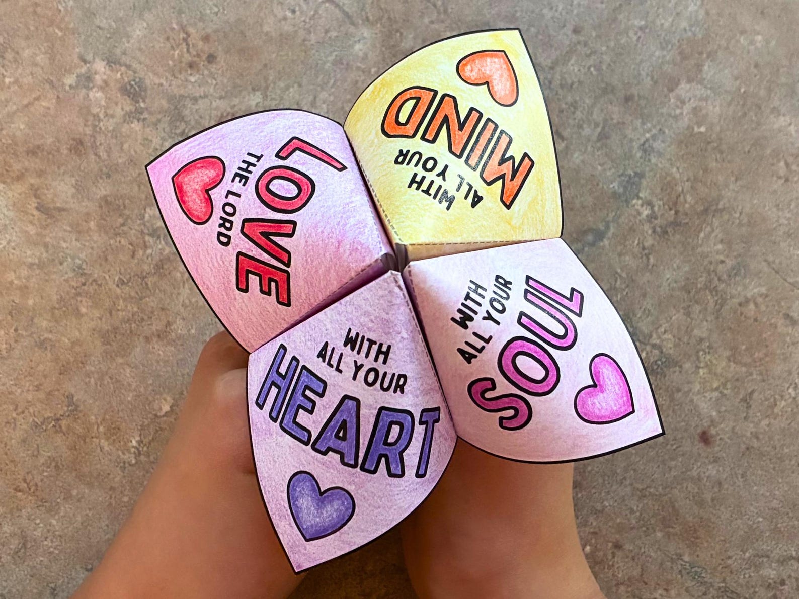 Greatest Commandment Color-your-own Cootie Catcher | Paper Craft Game ...