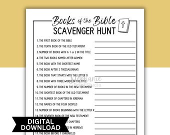 Books of the Bible Scavenger Hunt Printable | DIGITAL INSTANT DOWNLOAD ...