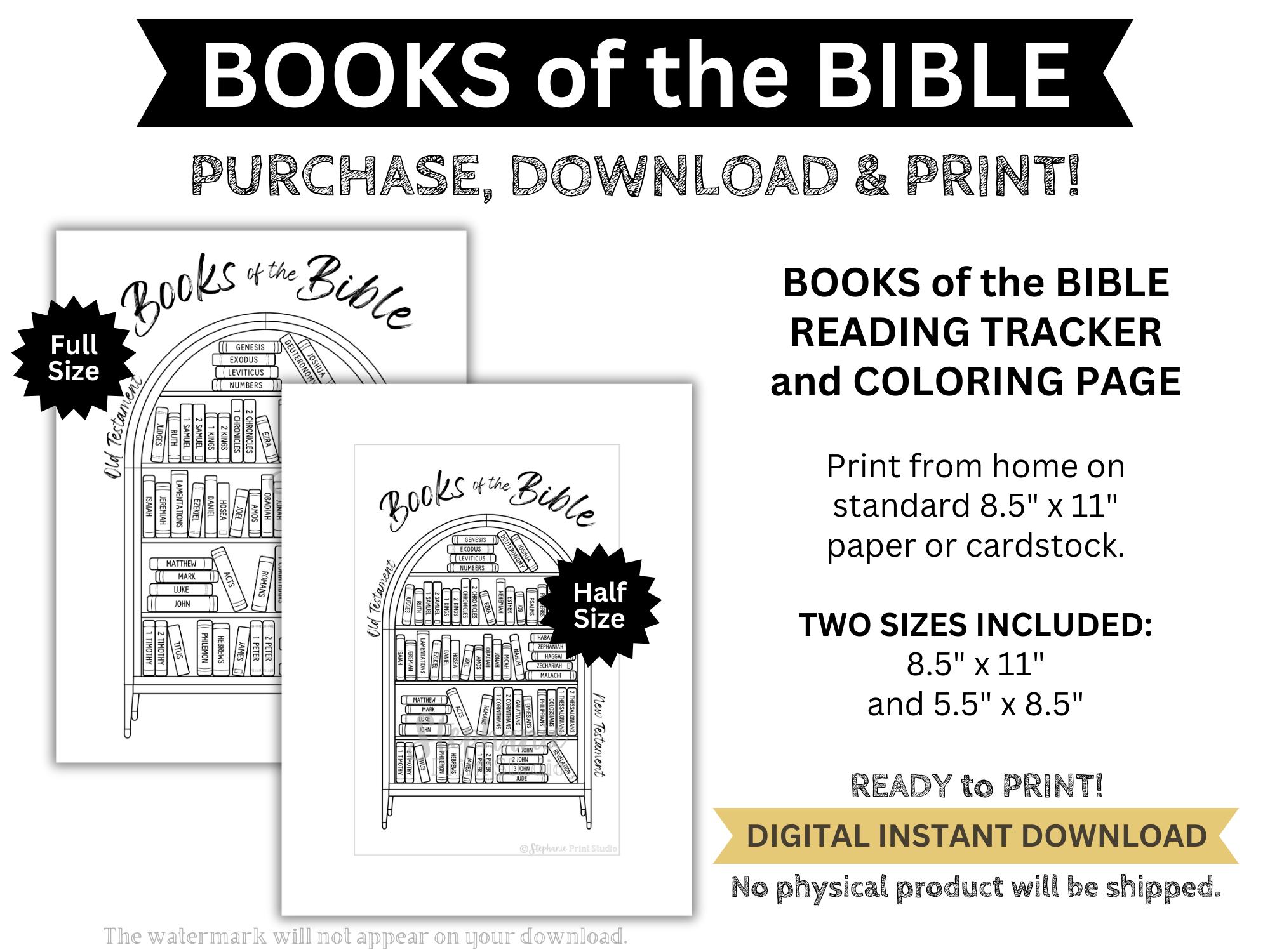 Books of the Bible Reading Tracker Printable | DIGITAL INSTANT DOWNLOAD ...