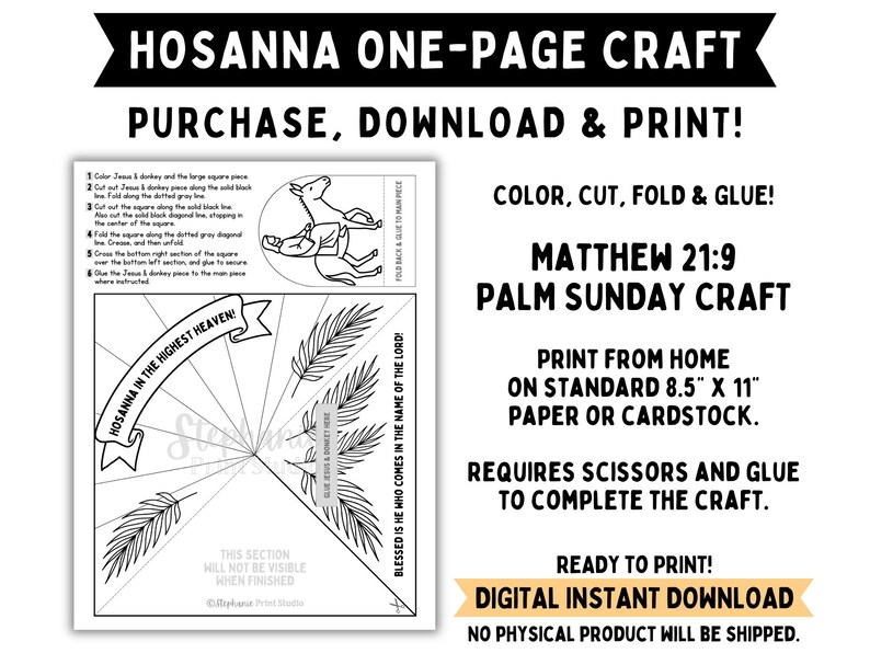 3D Hosanna Palm Sunday Paper Craft I Matthew 21:9 Bible Verse | Jesus ...