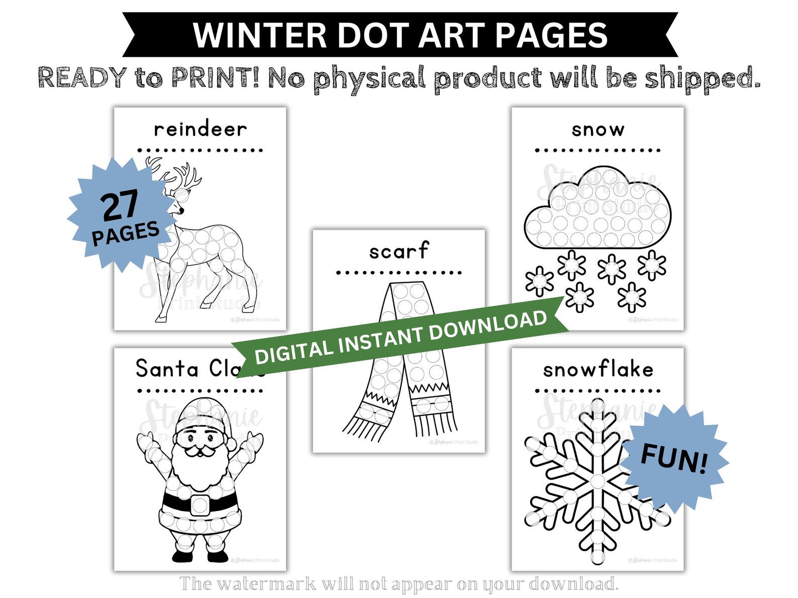 27 Winter & Christmas Theme Dot Marker Pages Printable | DIGITAL ...
