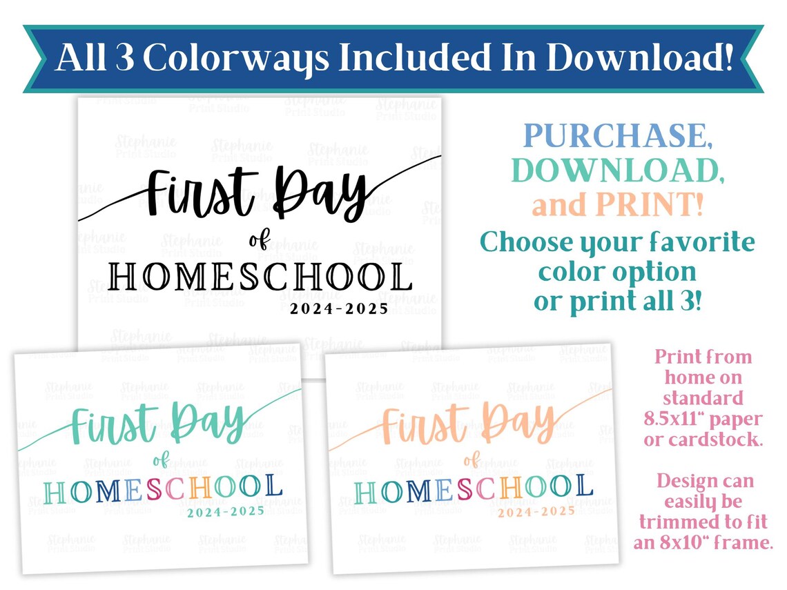 First Day of Homeschool Printable Sign DIGITAL INSTANT DOWNLOAD, First ...
