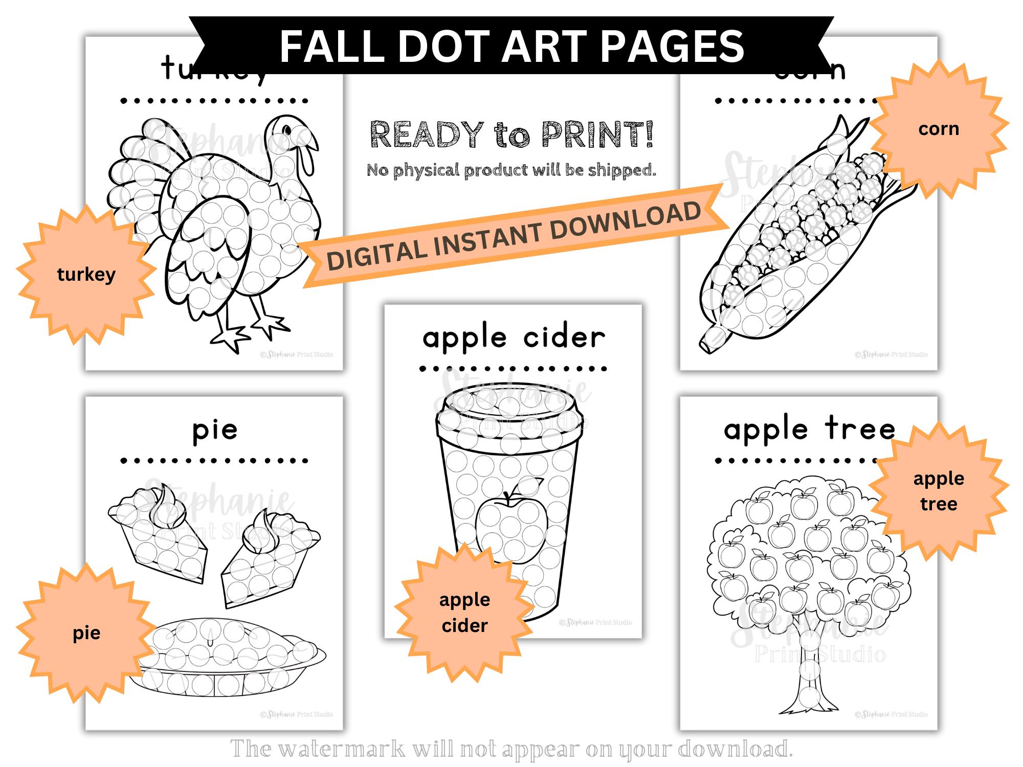 15 Fall Theme Dot Marker Pages Printable | DIGITAL INSTANT DOWNLOAD ...