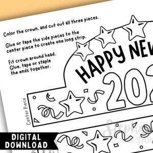 2025 Happy New Year Paper Crown Craft Printable | DIGITAL INSTANT ...