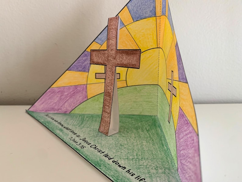 3D Cross Paper Craft I 1 John 3:16 Bible Verse | Cut, Fold & Glue ...