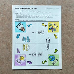 Light of the World Color-your-own Cootie Catcher | John 8:12 Bible ...