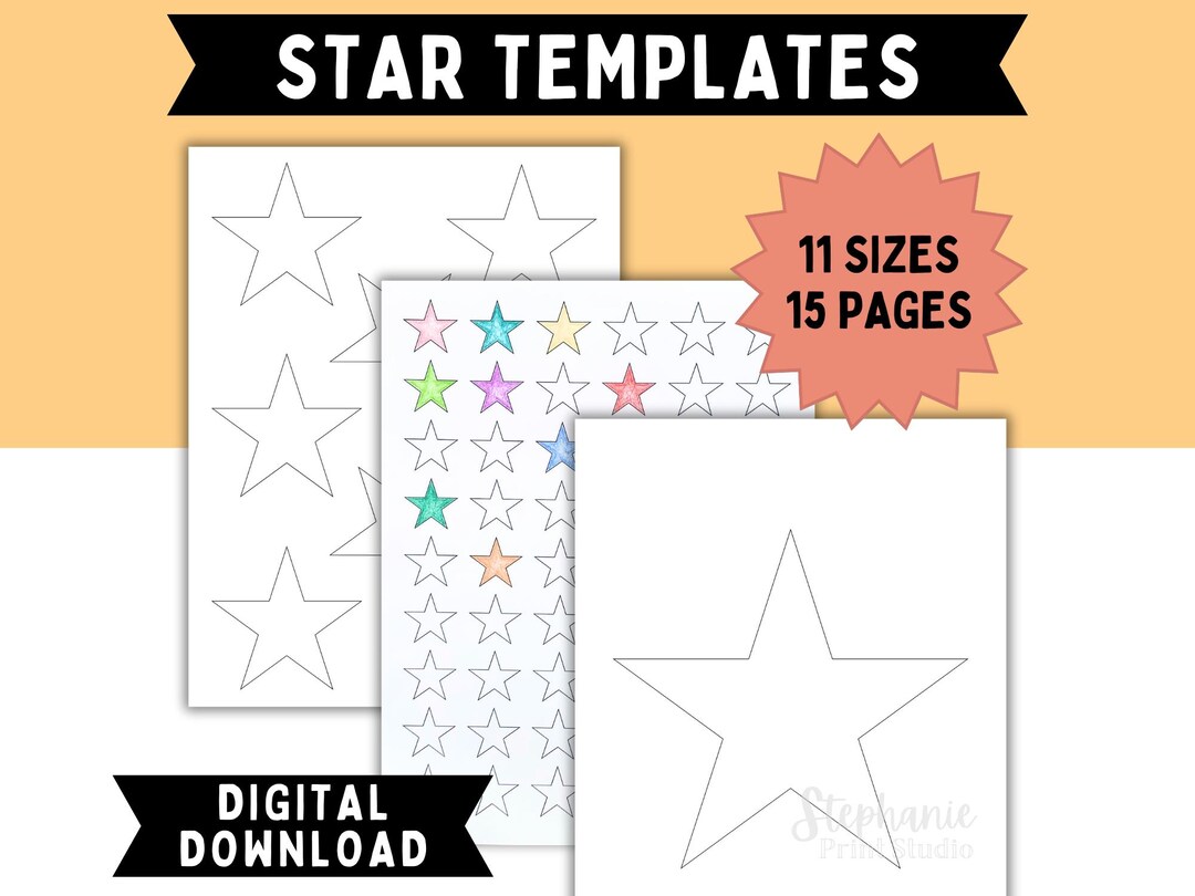 Star Shape Template Printable 15 Pages | DIGITAL INSTANT DOWNLOAD ...