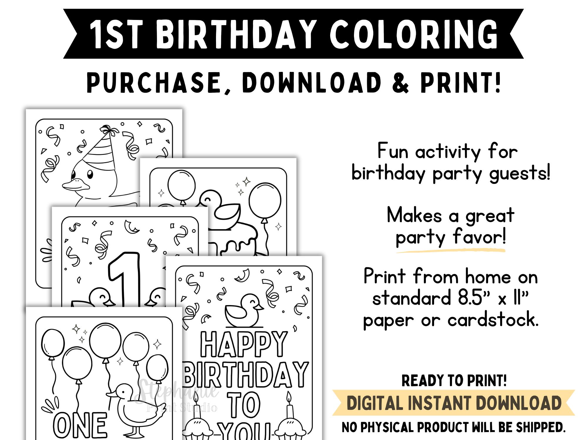 Duck Theme 1st Birthday Coloring Pages | One Lucky Ducky Party ...