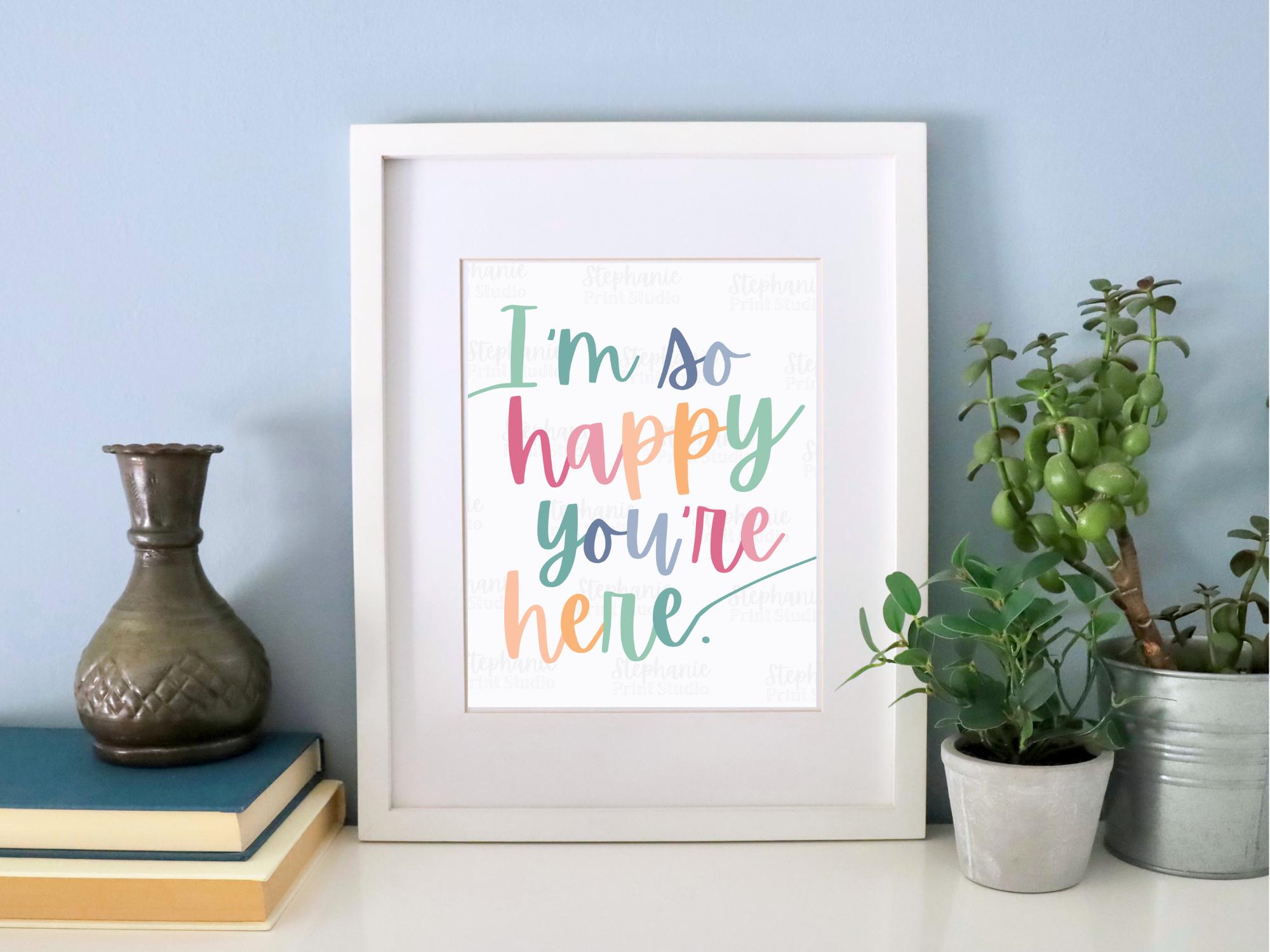 I'm so Happy You're Here Printable | Welcome Sign | Wall Decor for Home ...
