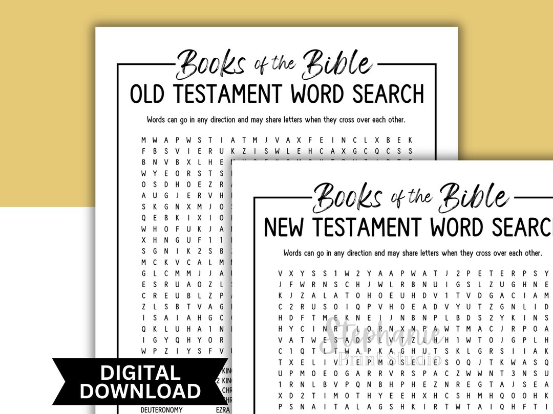 Books of the Bible Word Search Printable- Old Testament & New Testament ...