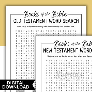 Books of the Bible Word Search Printable- Old Testament & New Testament ...