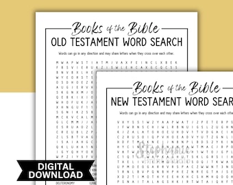 Books of the Bible Word Search Printable- Old Testament & New Testament ...