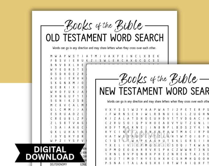 Books of the Bible Word Search Printable- Old Testament & New Testament ...