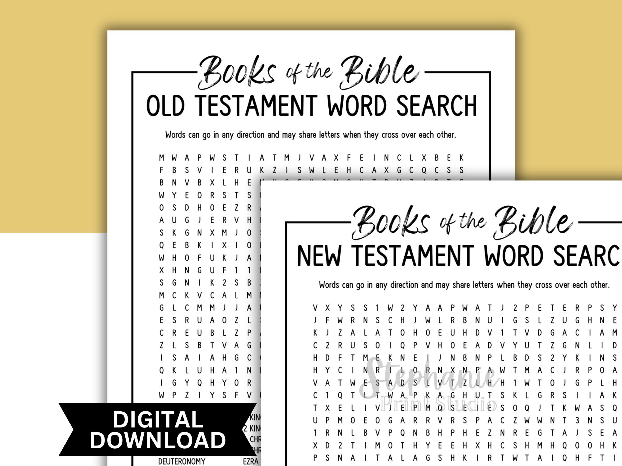 Books of the Bible Word Search Printable- Old Testament & New Testament ...
