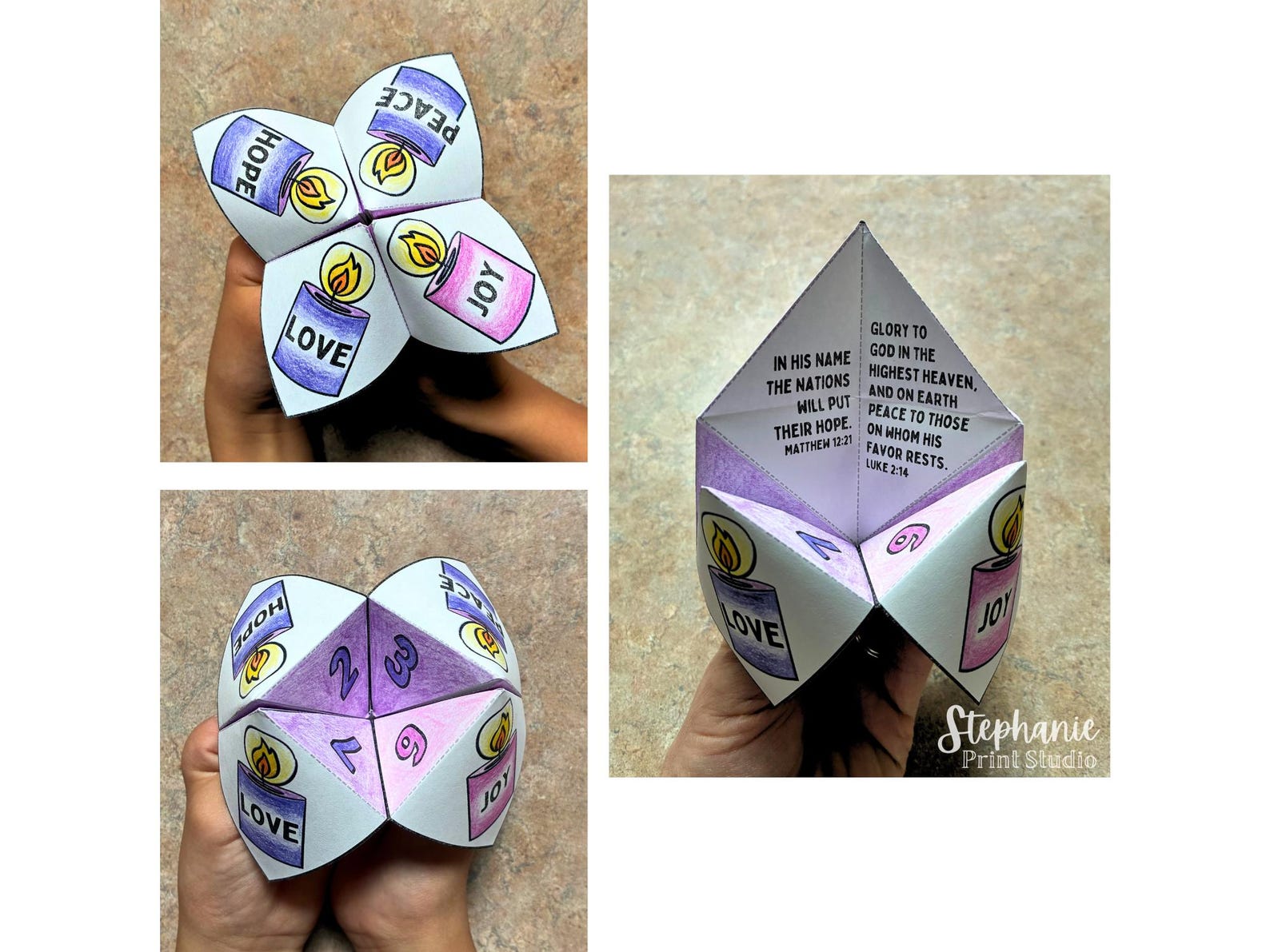 Advent Color-your-own Cootie Catcher, Christmas Paper Craft Game ...