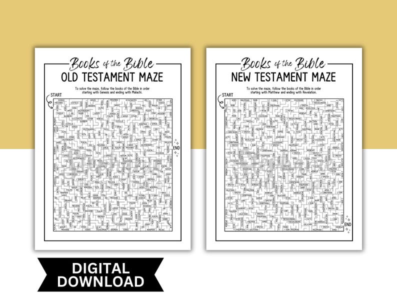 Books of the Bible Mazes Printable- Old Testament Maze & New Testament ...