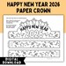 Paper Crown Printable | Happy New Year 2026 | Color-your-own New Year's ...