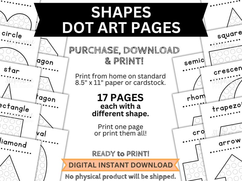 17 Shapes Dot Marker Pages Printable | DIGITAL INSTANT DOWNLOAD | Kids ...