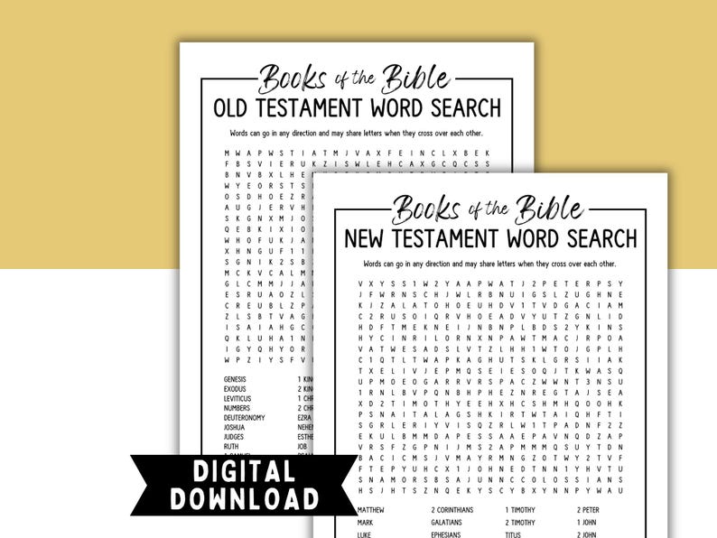 Books of the Bible Word Search Printable | Old Testament & New ...
