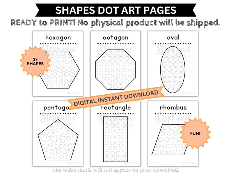 17 Shapes Dot Marker Pages Printable | DIGITAL INSTANT DOWNLOAD | Kids ...