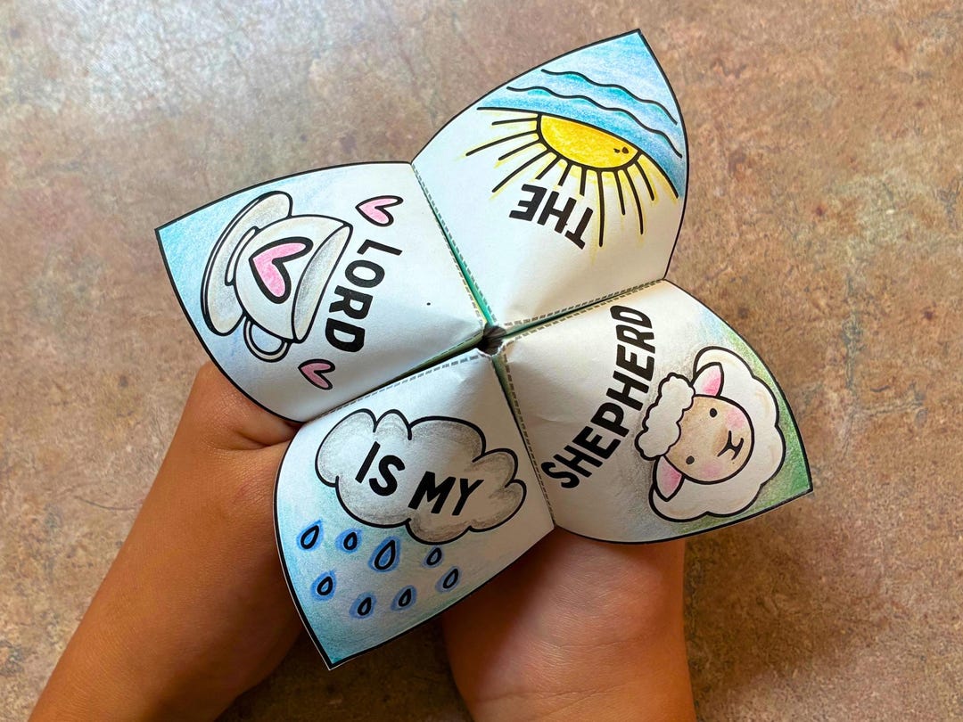 Psalm 23 Color-your-own Cootie Catcher | Paper Craft Game Printable ...