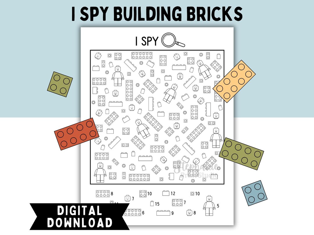 I Spy Building Bricks Printable DIGITAL INSTANT DOWNLOAD Seek & Find ...