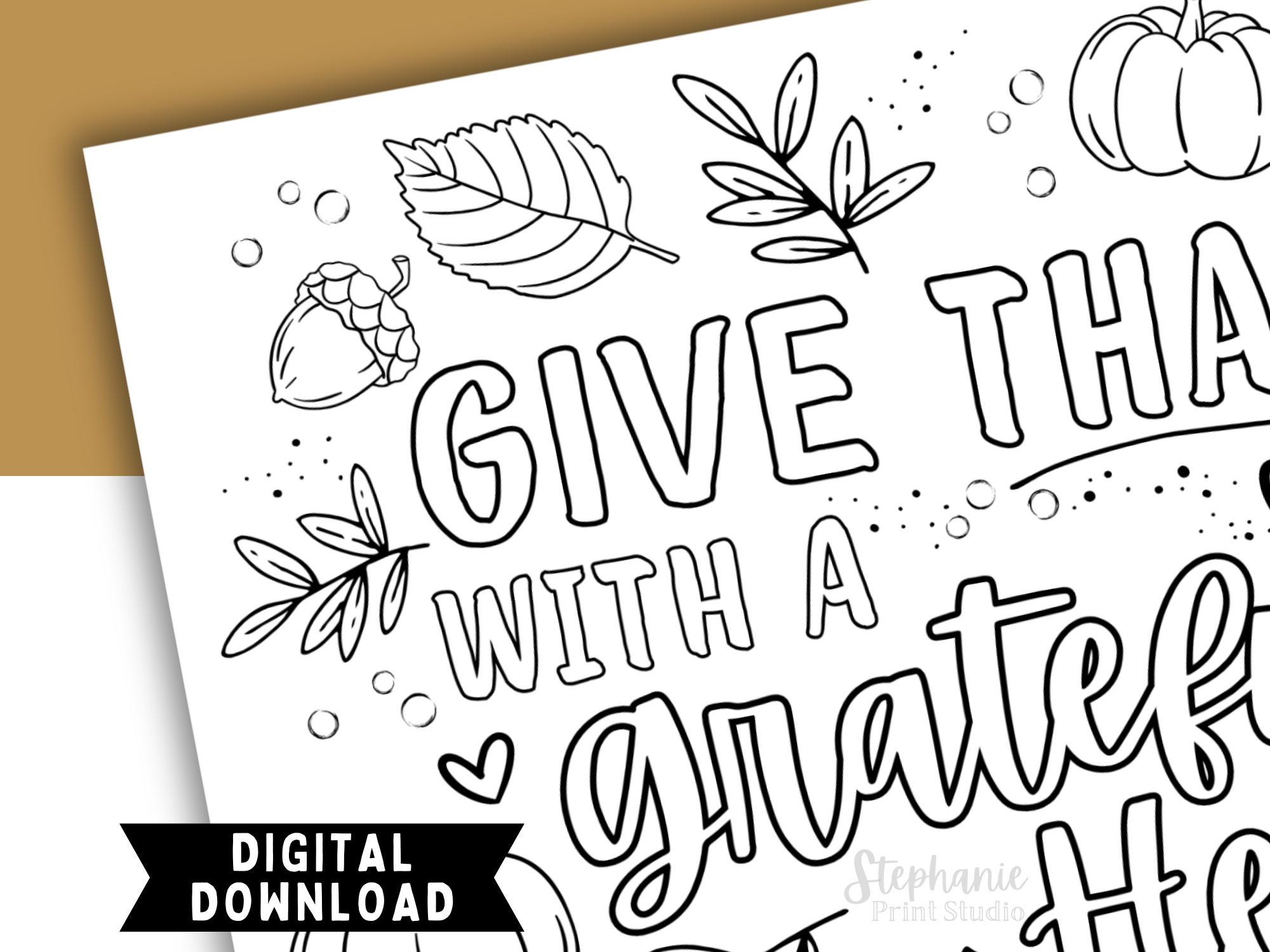 2 Thanksgiving Theme Coloring Pages Printable | DIGITAL INSTANT ...