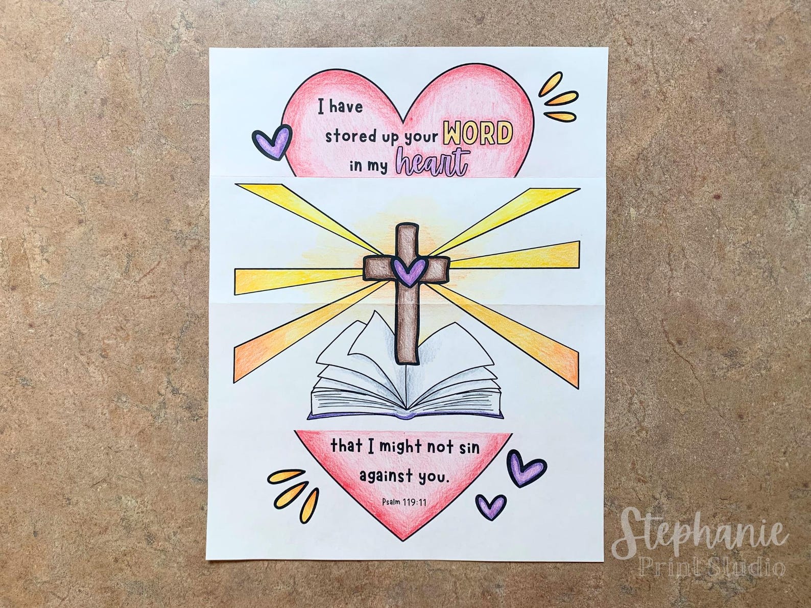 Psalm 119:11 Folding Surprise Printable, Stored up Your Word in My ...
