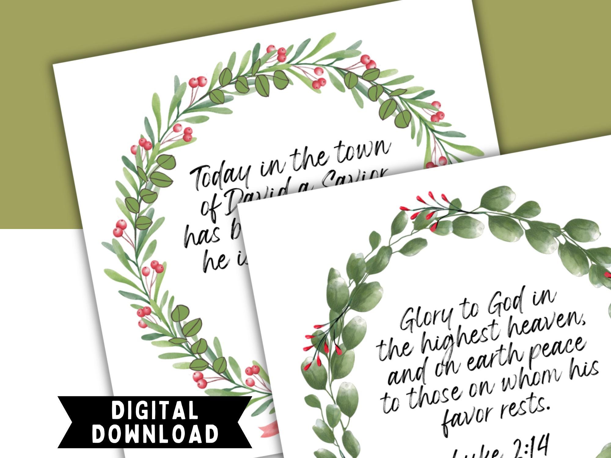 6 Christmas Scripture Cards Printable | DIGITAL INSTANT DOWNLOAD | 3.5 ...