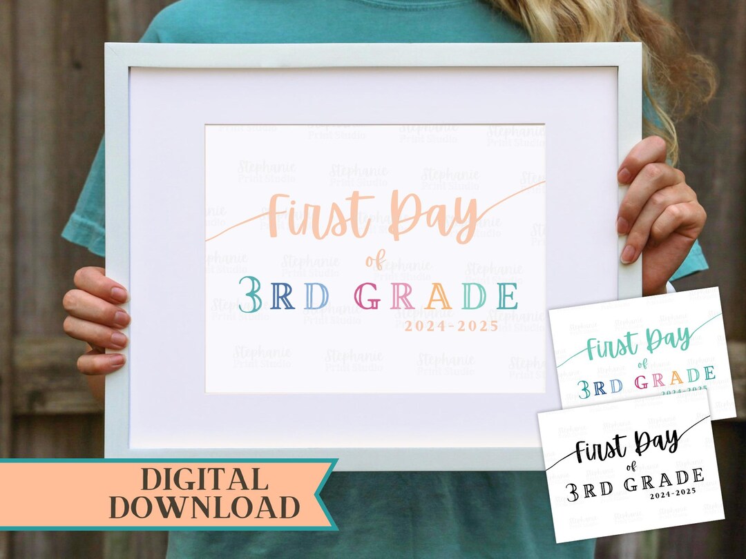 First Day of 3rd Grade Printable Sign DIGITAL INSTANT DOWNLOAD, Third ...