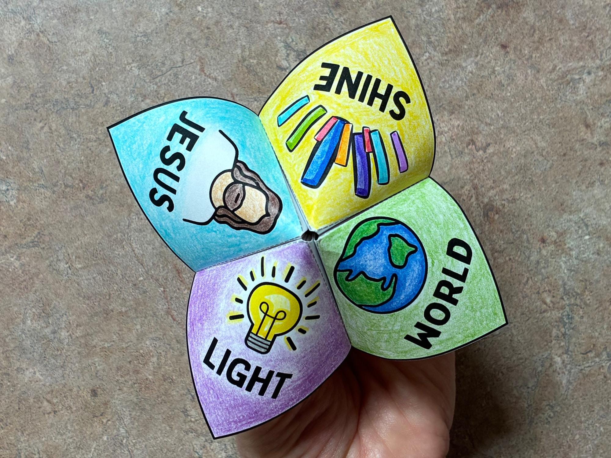 Light of the World Color-your-own Cootie Catcher | John 8:12 Bible ...