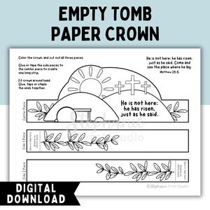 Color-your-own Empty Tomb Paper Crown Printable | Matthew 28:6 Bible ...