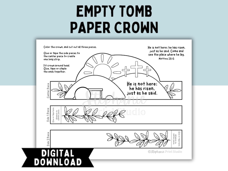 Empty Tomb Color-your-own Paper Crown Printable | Easter Craft ...