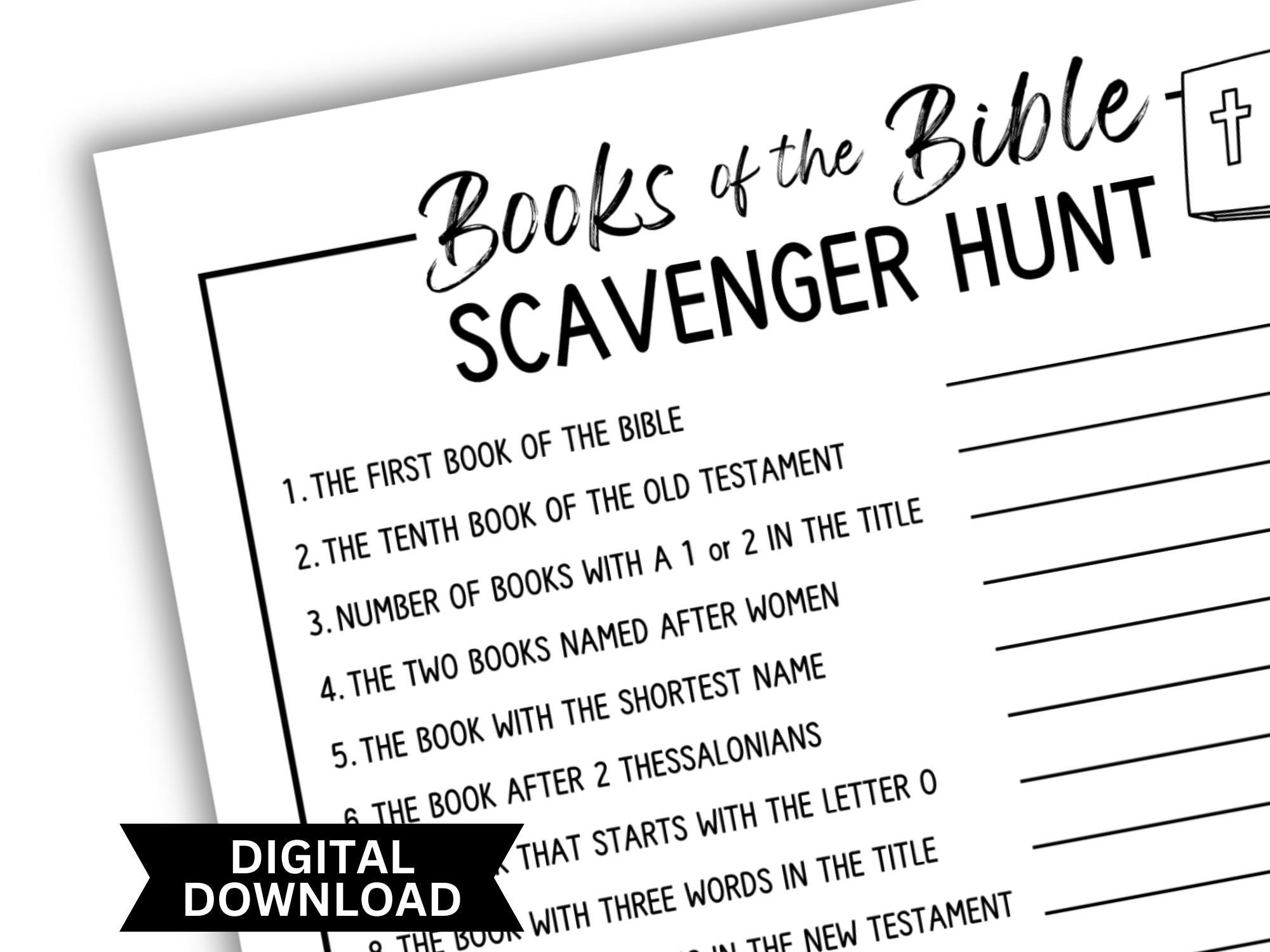 Books of the Bible Scavenger Hunt Printable | DIGITAL INSTANT DOWNLOAD ...