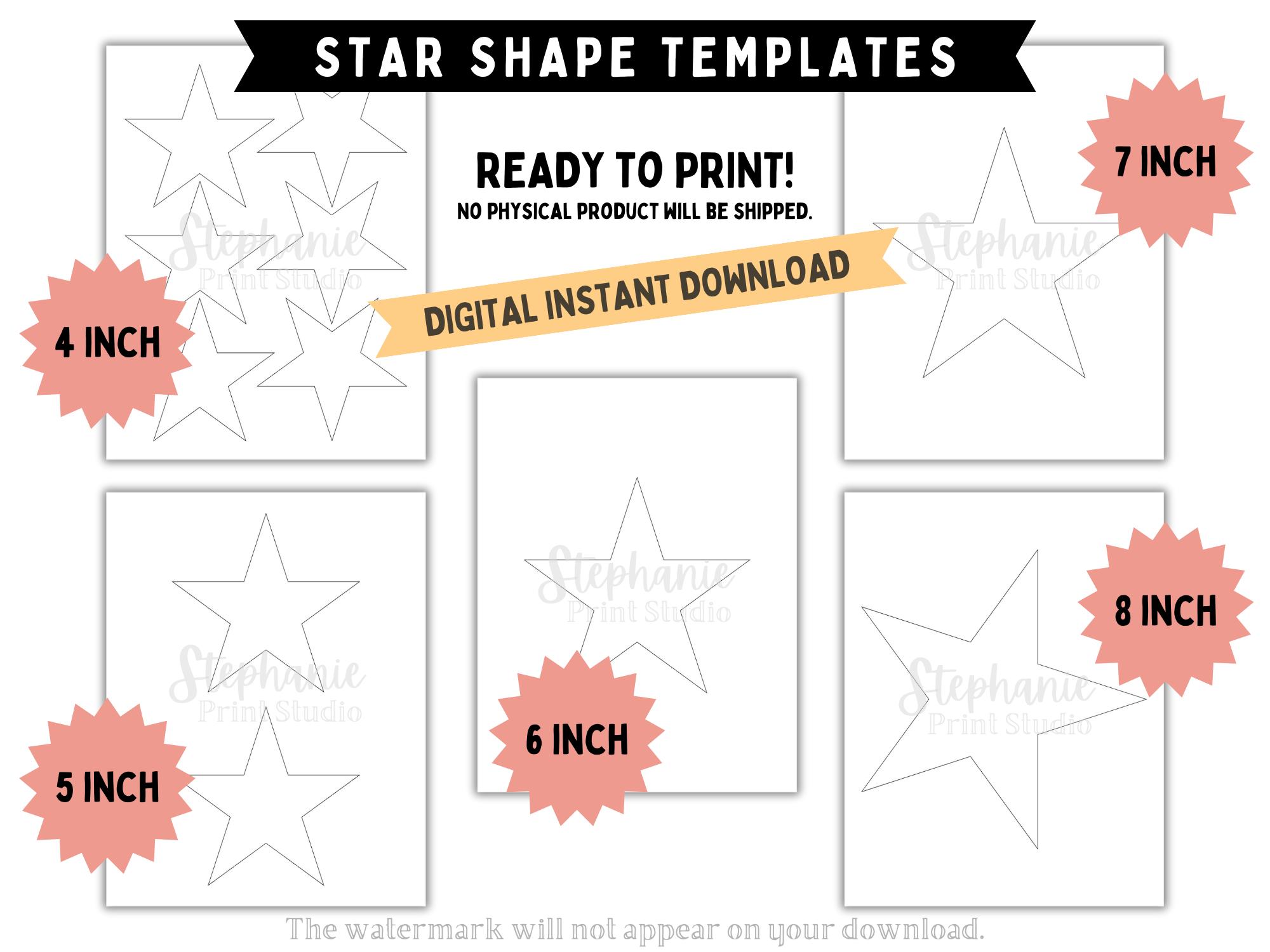Star Shape Template Printable | 15 Pages Multi-size Pattern Small to ...