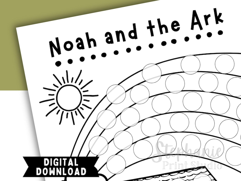 Noah and the Ark Paper Crown Printable + Dot Art Page | DIGITAL INSTANT ...